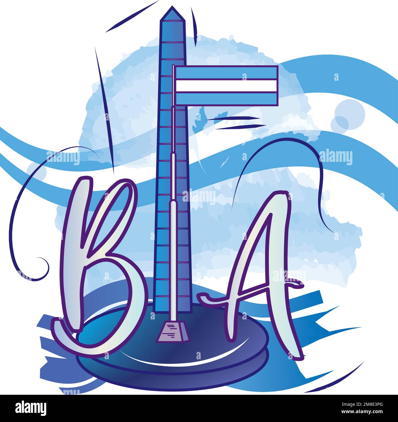 The Obelisk famous monuments in Buenos Aires Vector Stock Vector Image ...