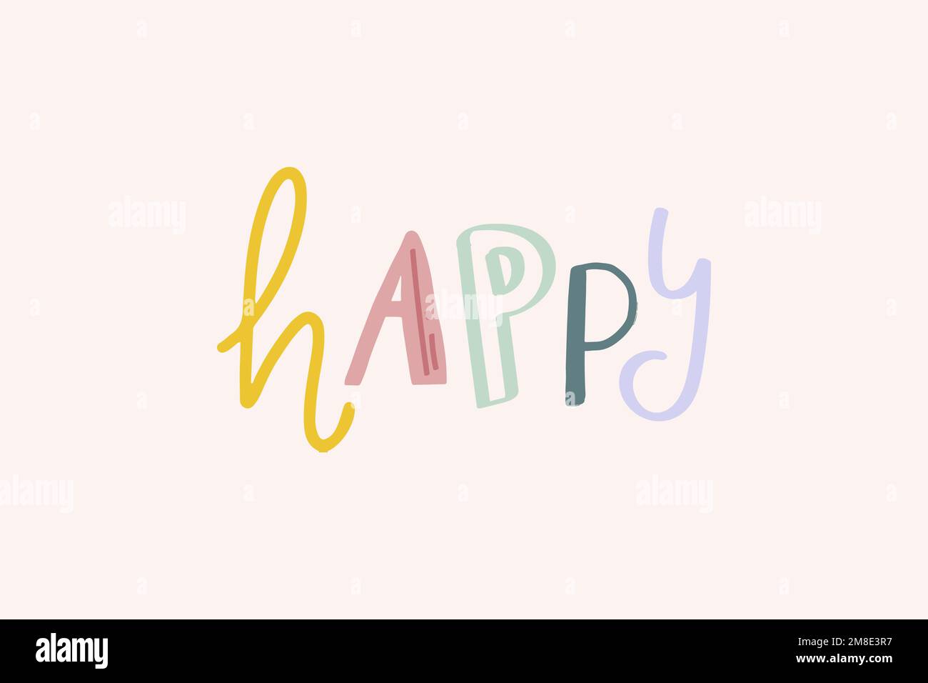 Doodle lettering happy vector calligraphy Stock Vector Image & Art - Alamy