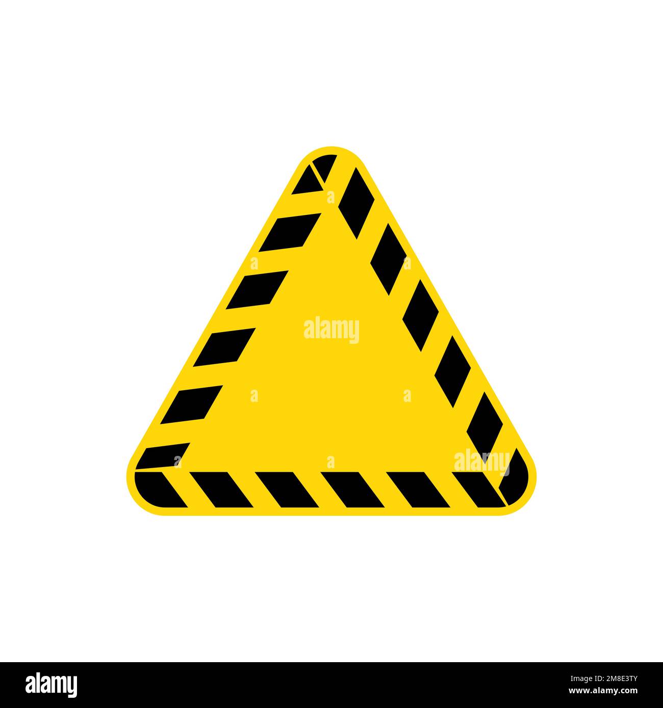 Blank triangular warning sign with safety stripes on edges. Flat vector ...