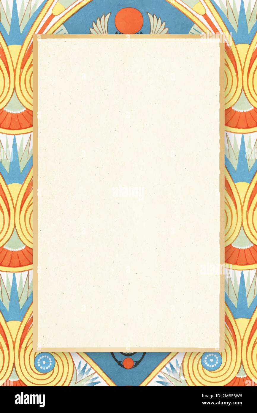 Decorative Egyptian patterned frame vector colorful illustration Stock ...