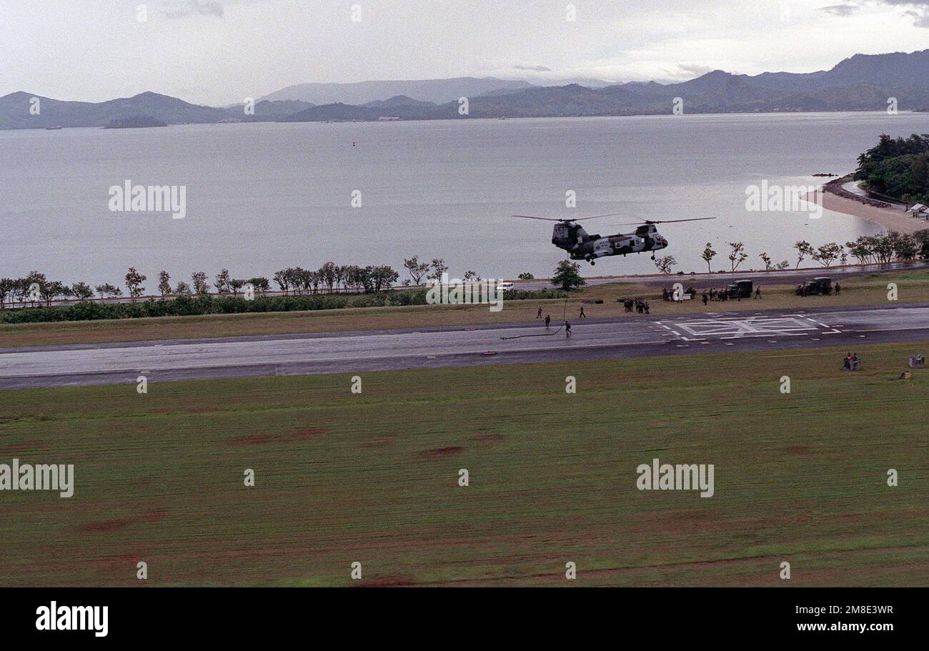 A Marine Medium Helicopter Squadron 262 (HMM-262) CH-46E Sea Knight ...