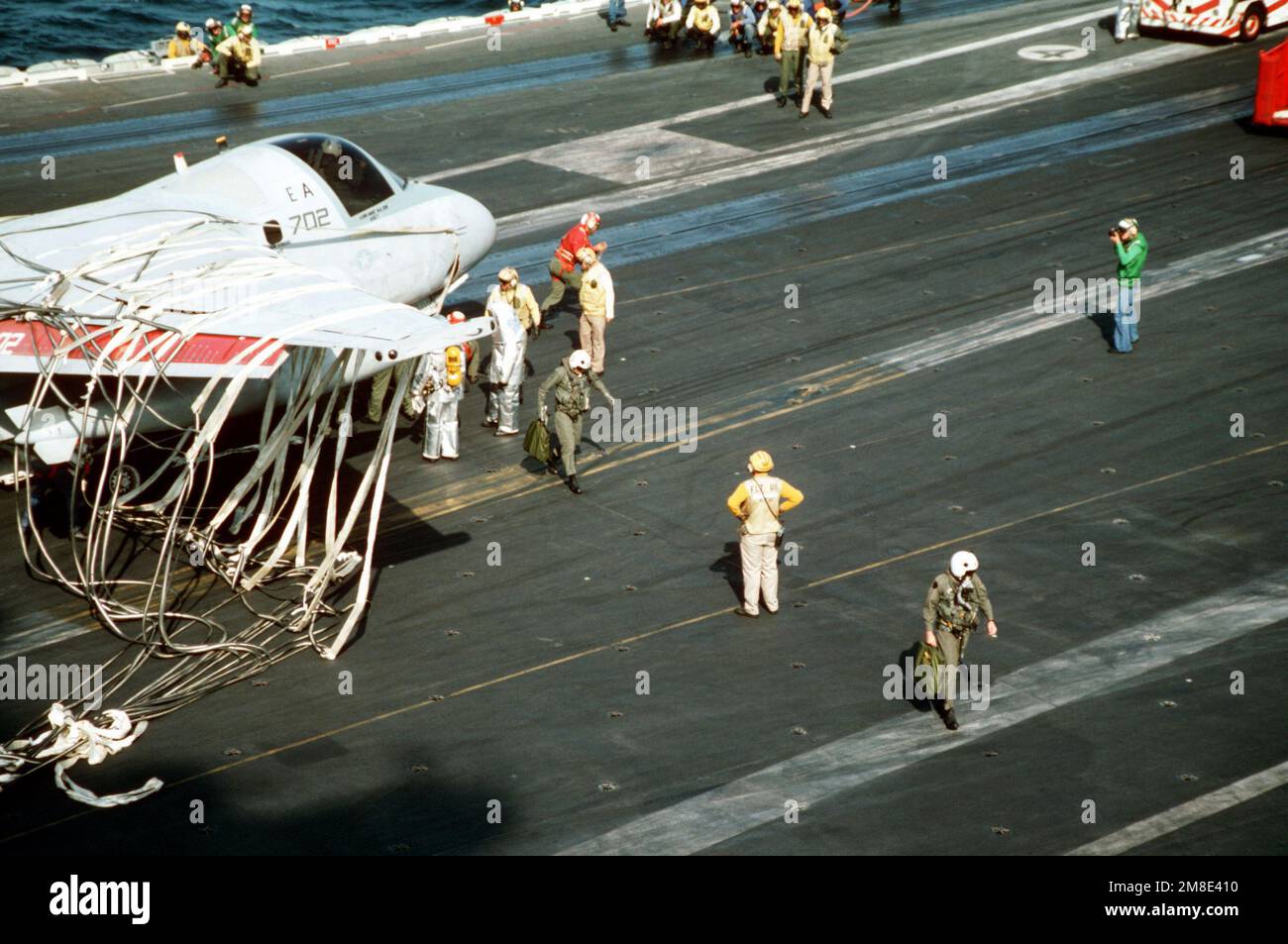 Two crewmen from an Air Anti-submarine Squadron 29 (VS-29) S-3A Viking ...