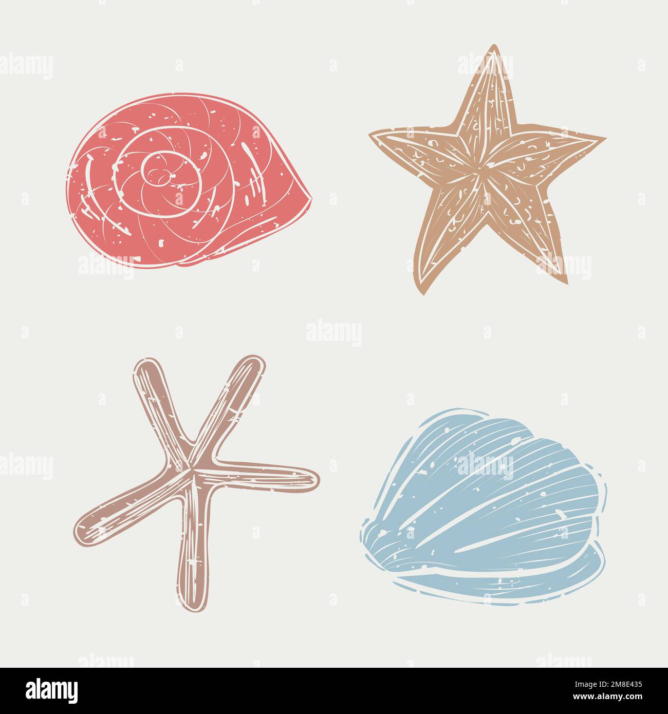 Seashell vector cartoon design elements collection Stock Vector Image ...