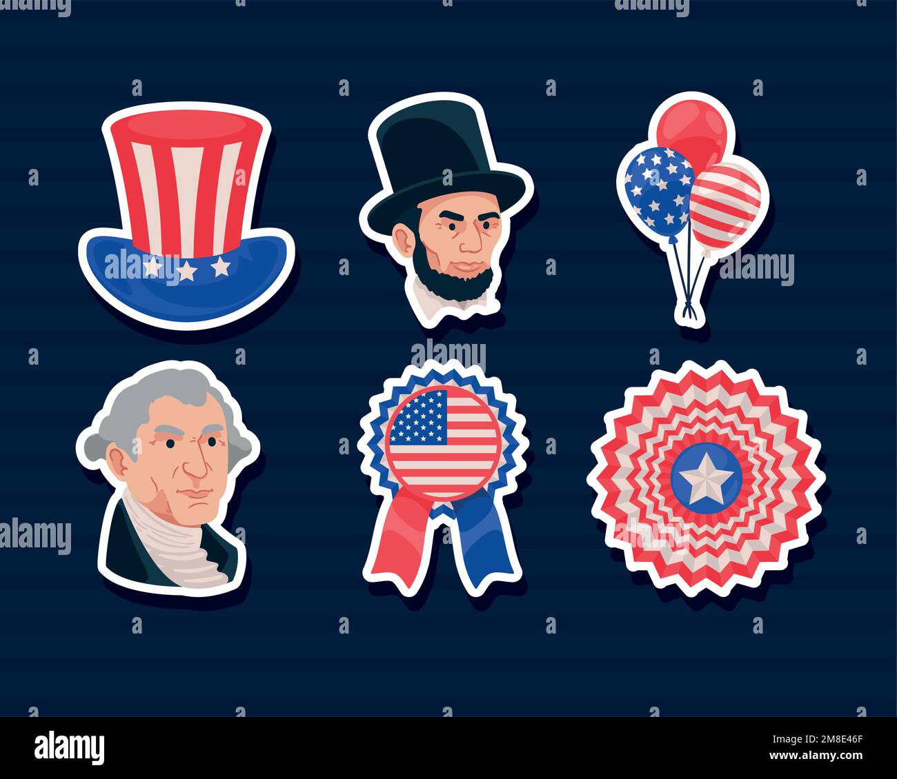 six presidents day icons Stock Vector Image & Art - Alamy