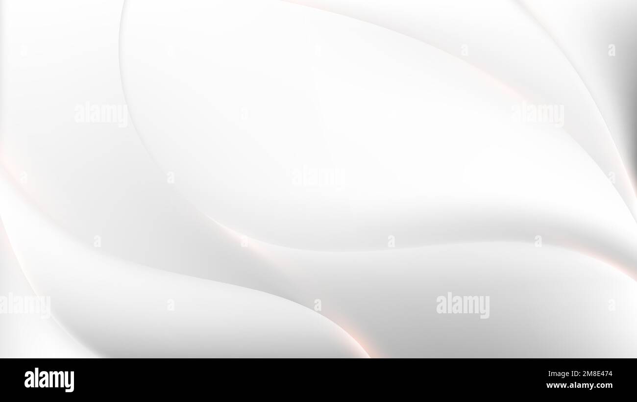 Abstract white and gray smooth liquid or fluid wave on clean background ...