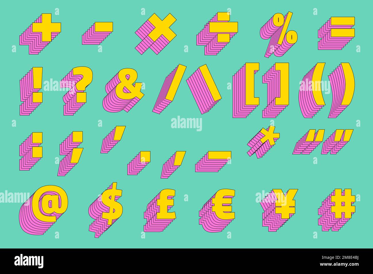 Symbol Set 3d Vector Stylized Typeface Stock Vector Image Art Alamy