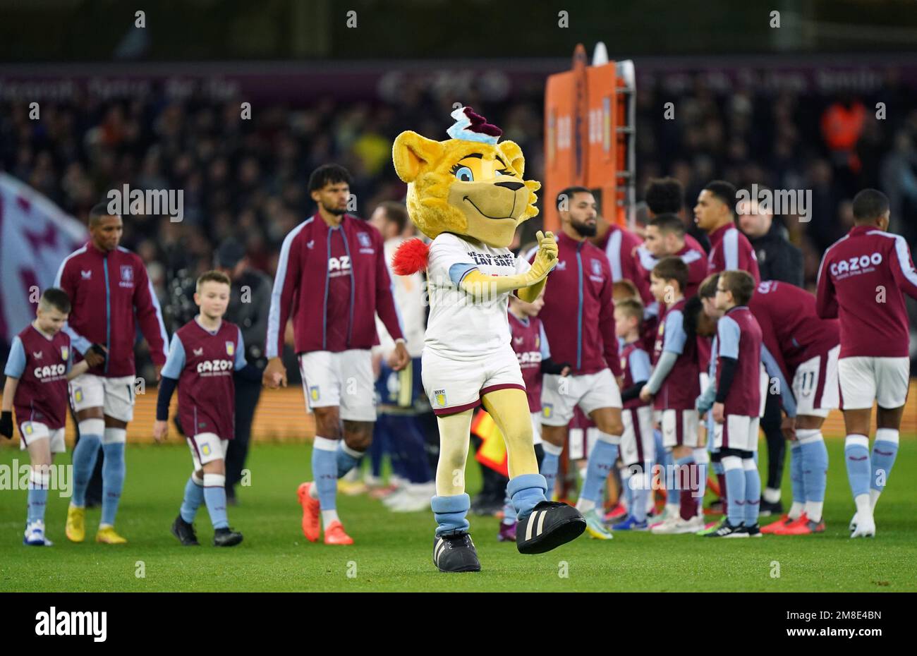 Aston Villa mascot Bella the Lion before the Premier League match at ...