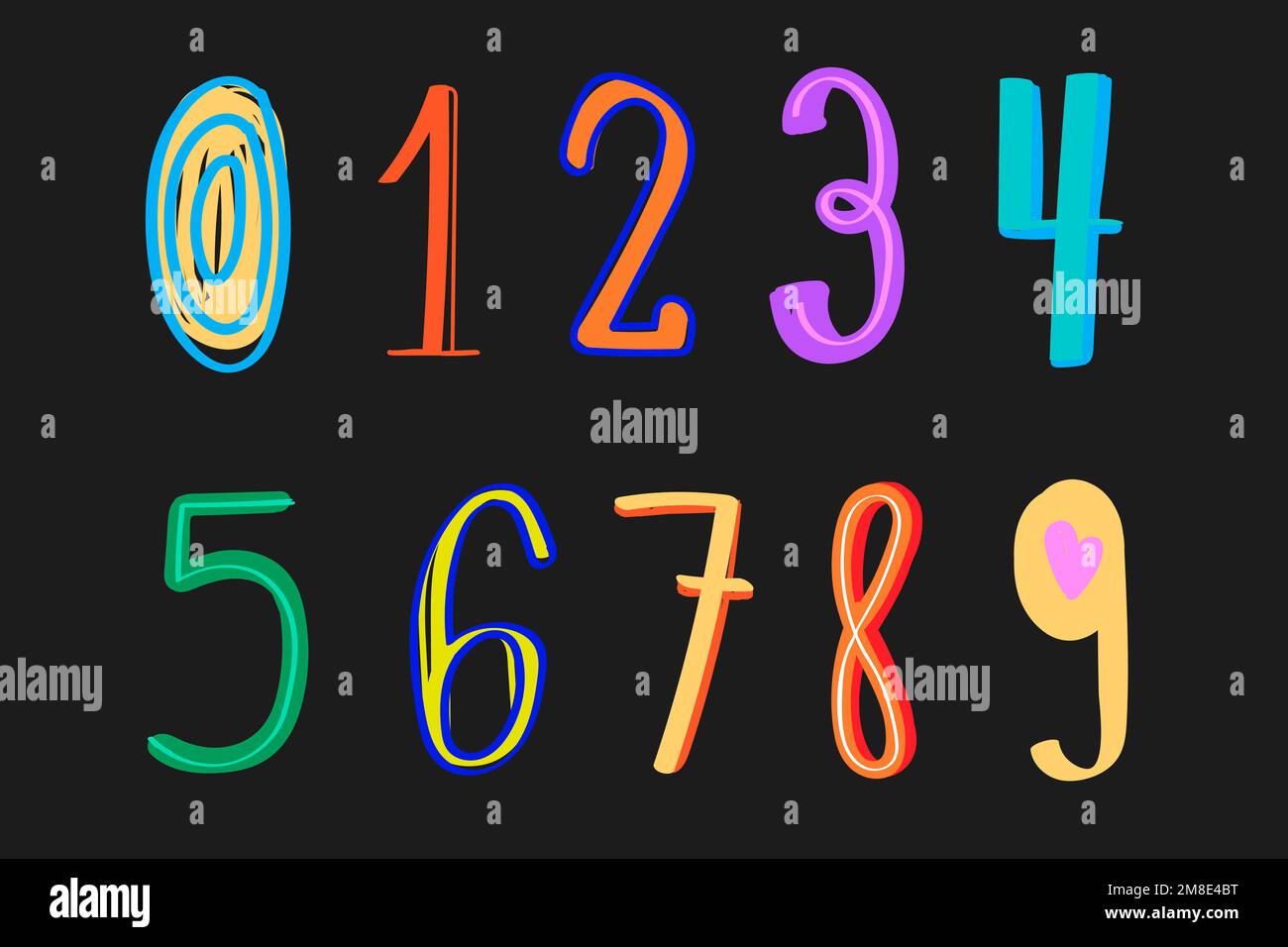 Numbers vector colorful doodle typography set Stock Vector Image & Art ...