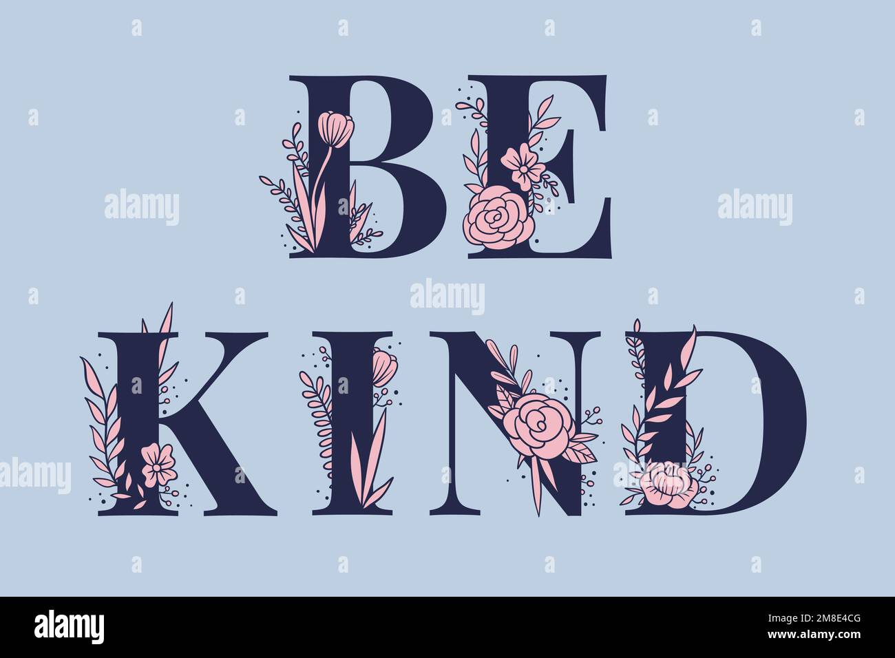 Pink Be Kind word feminine vector lettering and typography Stock Vector ...