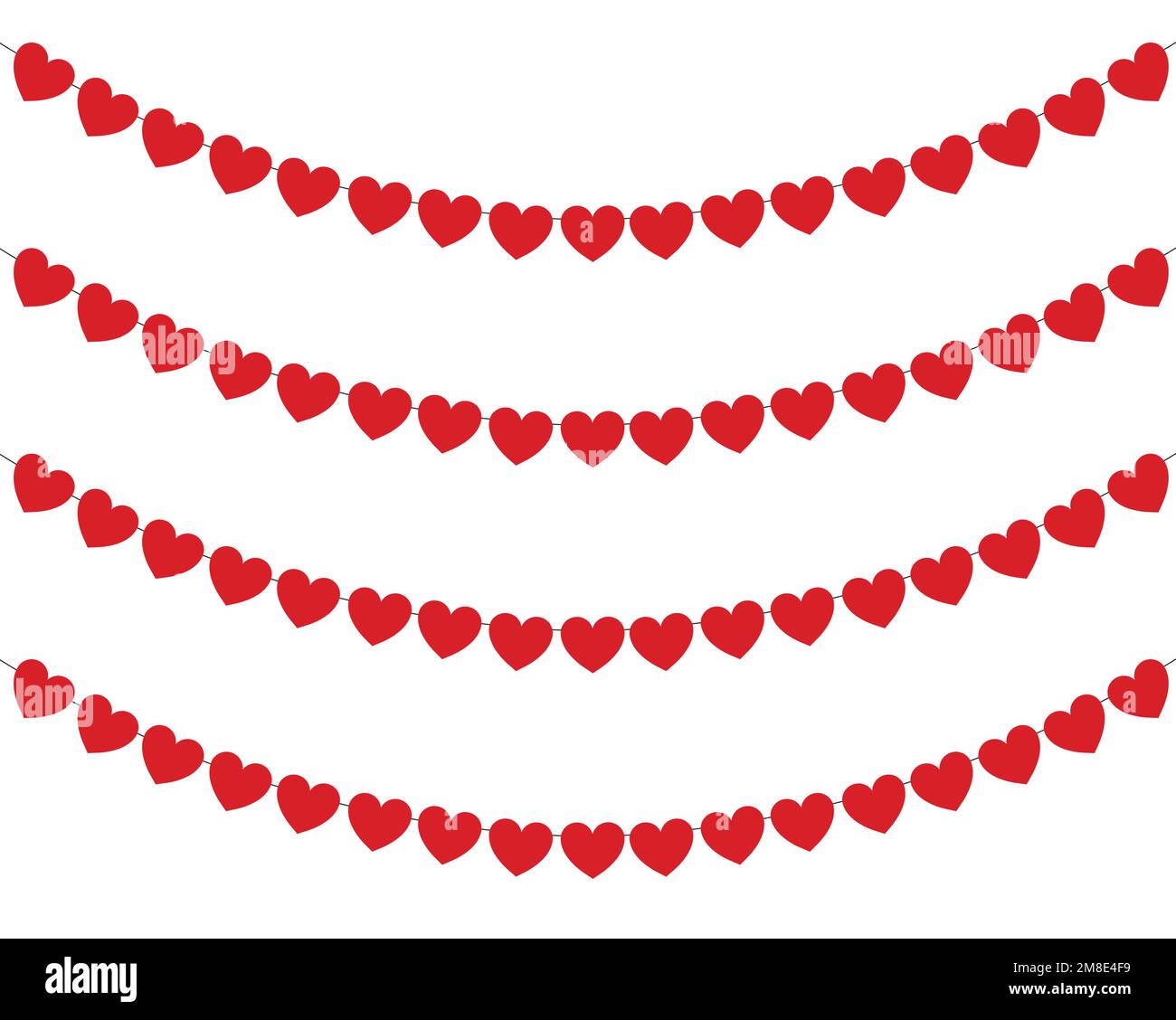 Red hearts banner set vector illustration isolated on white background ...