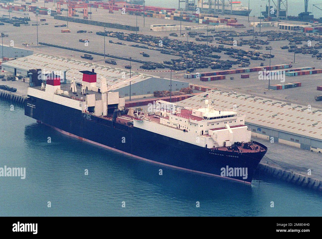The Military Sealift Command-chartered American Condor stands at a pier ...