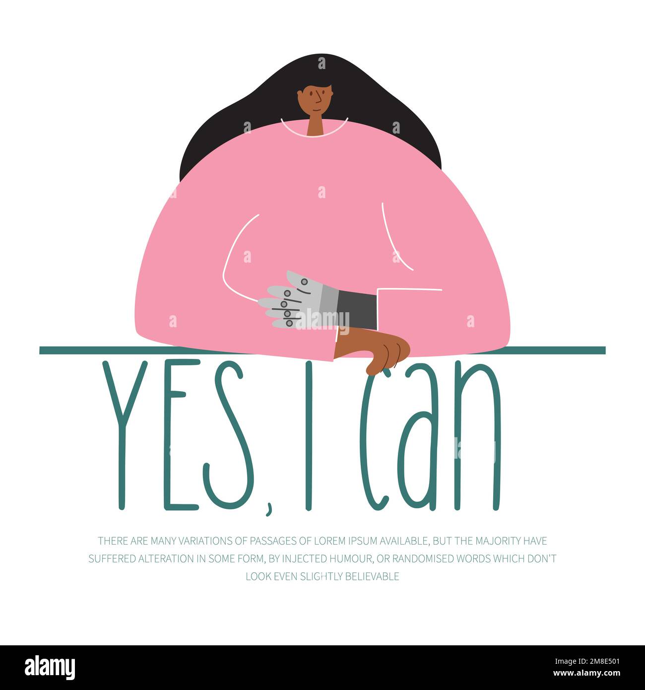 Vector illustration with women with disability has bionic hand ...