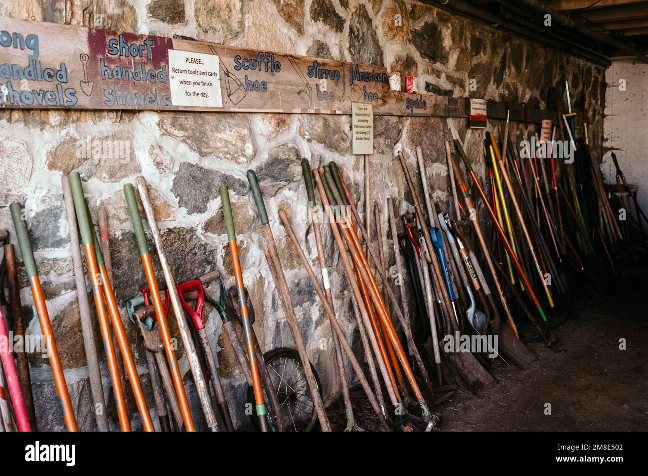 Various size shovels and garden tools stacked in a row at the Codman ...