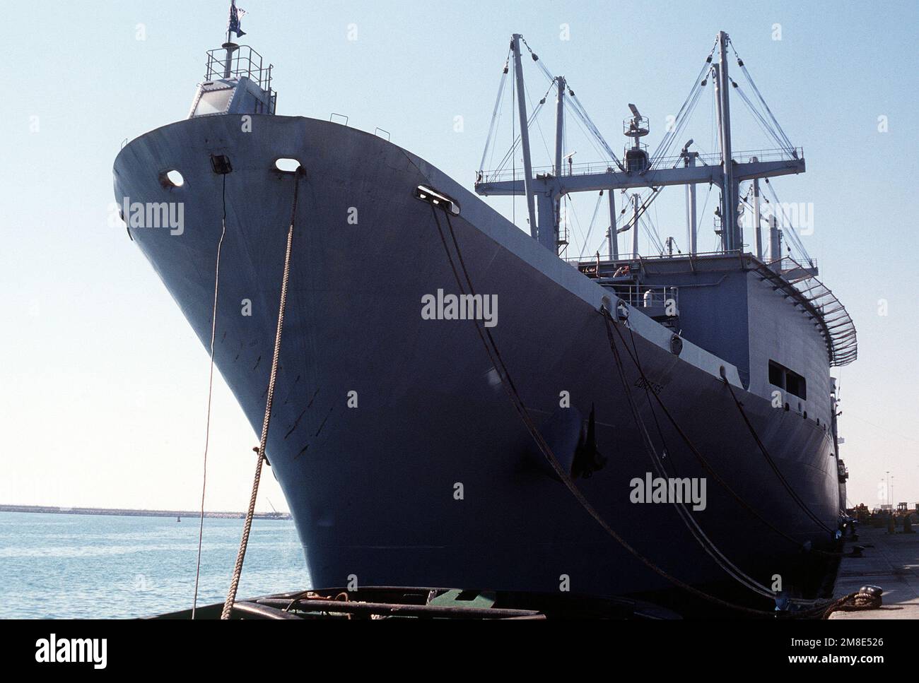 The aviation logistic ship USNS CURTISS (T-AVB-4) lies tied up at the ...