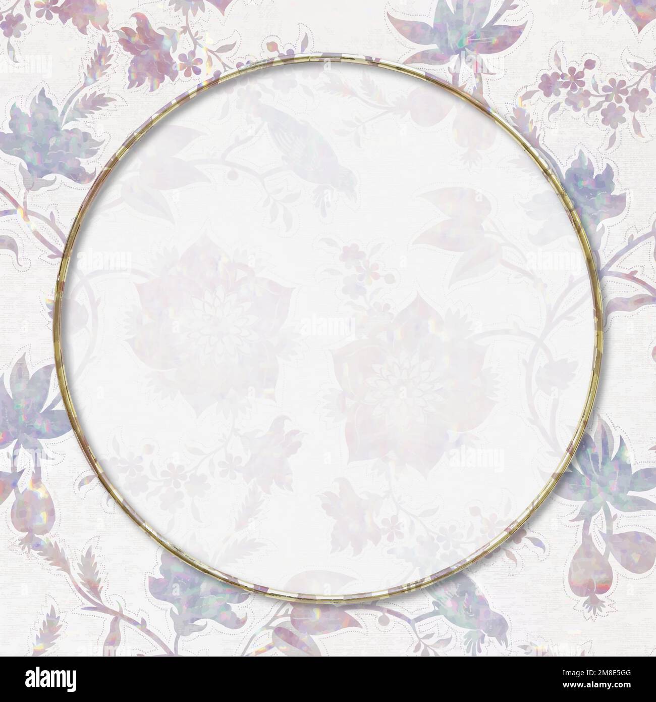 Vintage vector holographic flora frame remix from artwork by William ...