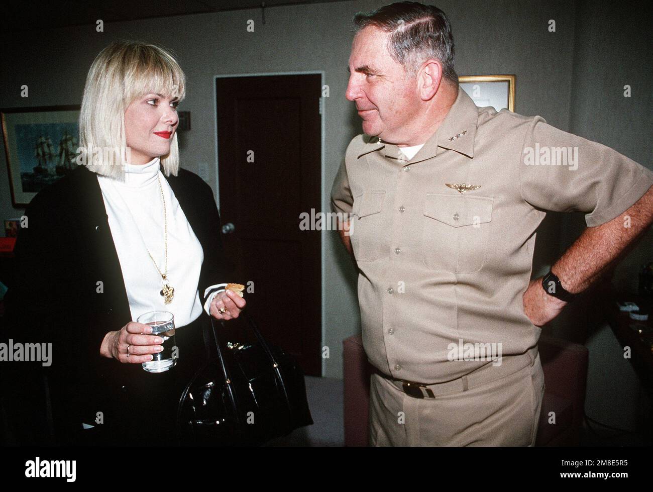 Entertainer Ann Jillian talks with Vice Adm. Stanley R. Arthur ...