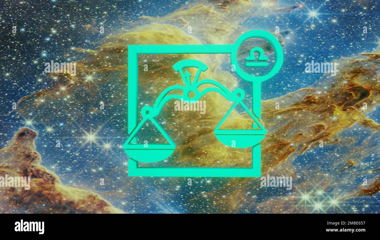 Libra. Zodiac sign. Horoscope. Space flight through the constellation ...