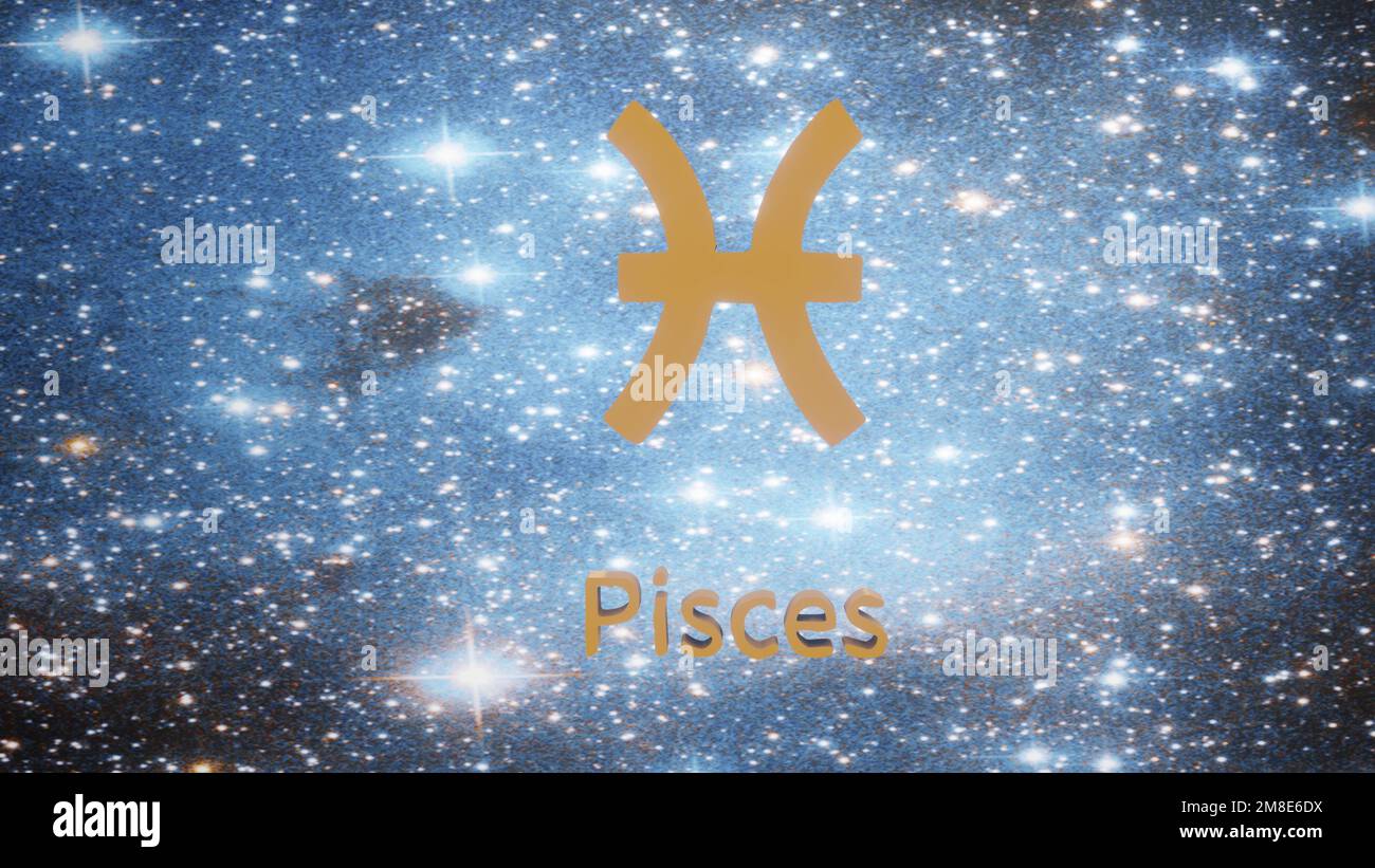 Pisces. Zodiac sign. Horoscope. Space flight through the constellation ...