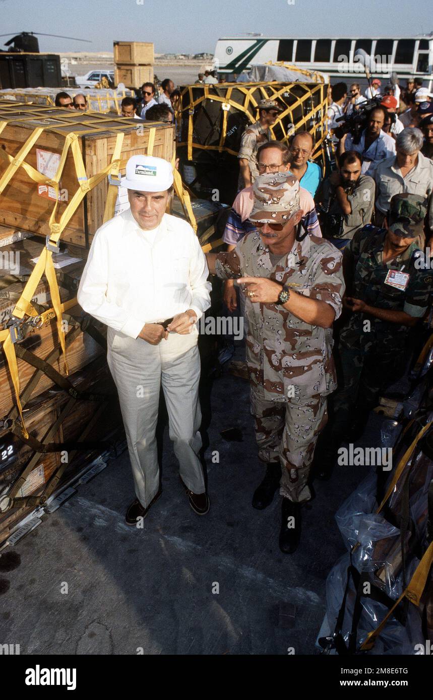 Kansas Senator Robert J. Dole arrives in Saudi Arabia to visit troops ...