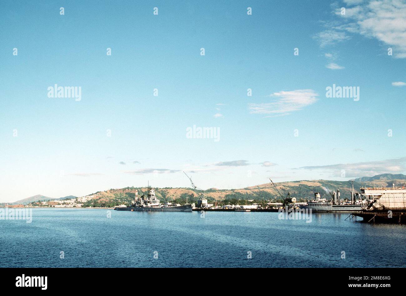 An overview of the harbor, with the battleship USS MISSOURI (BB 63 ...