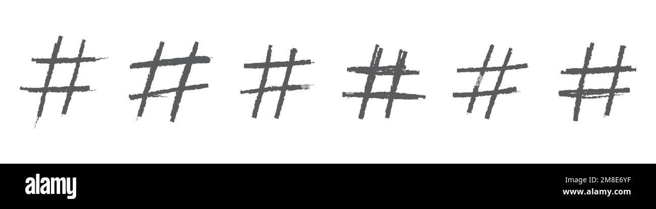 Hand drawn hashtag. Hash doodle grunge. Flat vector illustration Stock ...
