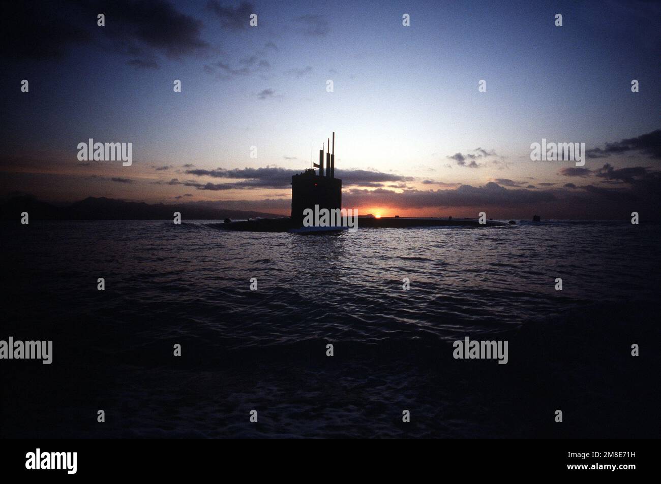 A port bow view of a Sturgeon class nuclear-powered attack submarine ...