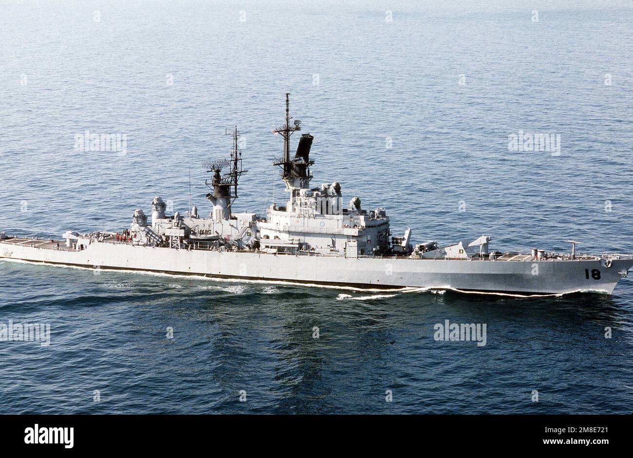 A starboard beam view of t he guided missile cruiser USS WORDEN (CG-18 ...