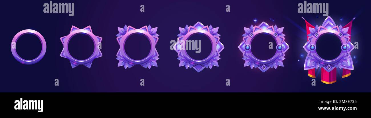 Luxury frames for game ranking badges. Empty round avatars frames with ...