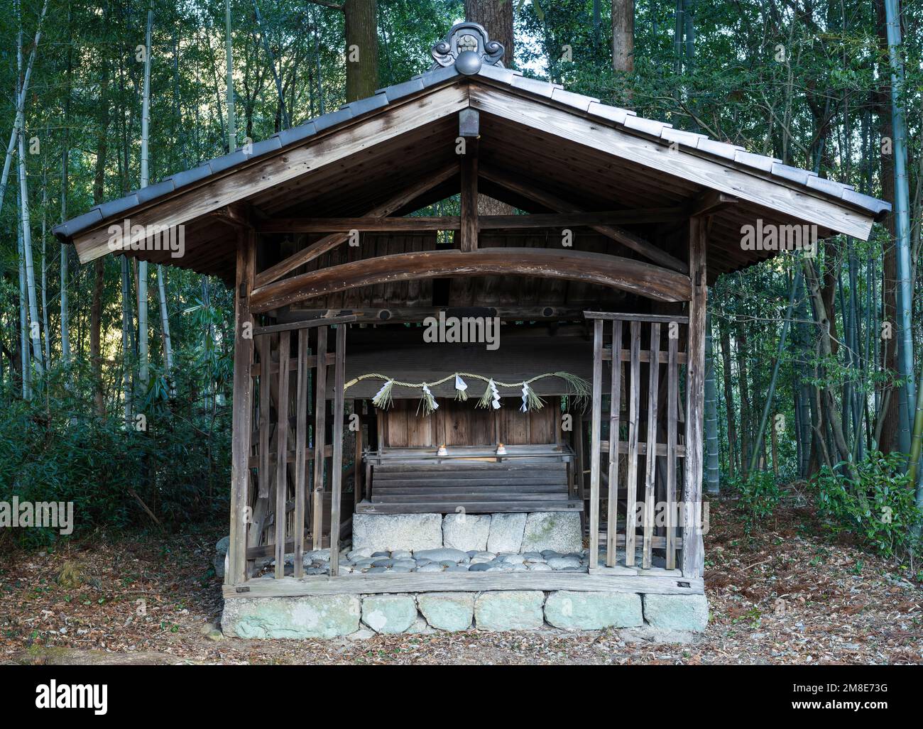 A Shinto shrine along the Nakasendo route in Nagiso Town, Nagano ...