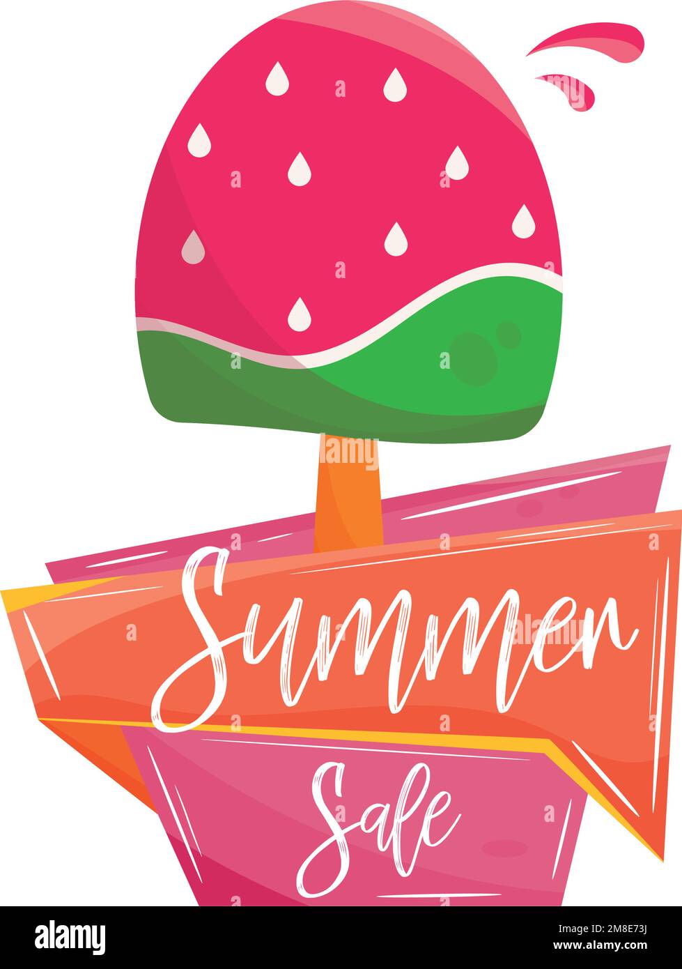 Colored summer sale banner with a watermelon popsicle Vector Stock ...