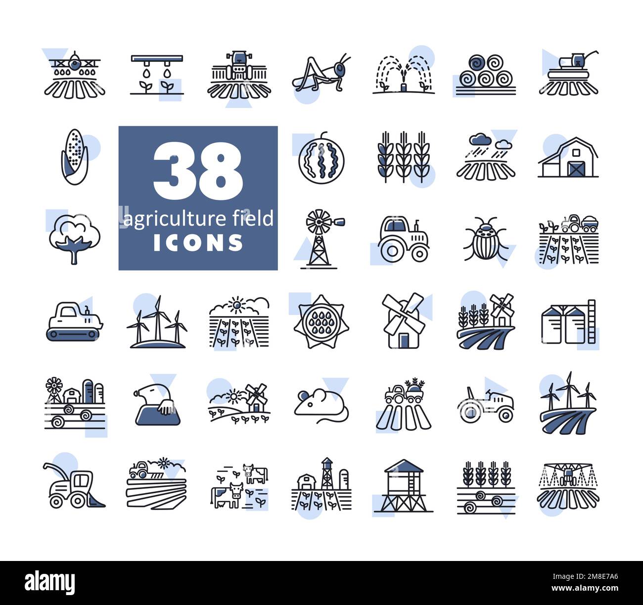 Farm Field isolated icon set. Agriculture sign. Graph symbol for your ...