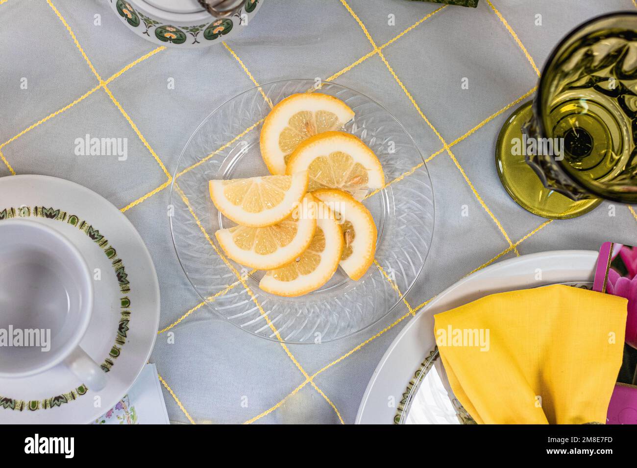 lemon slices arranged on a clear plate at a tea party Stock Photo - Alamy