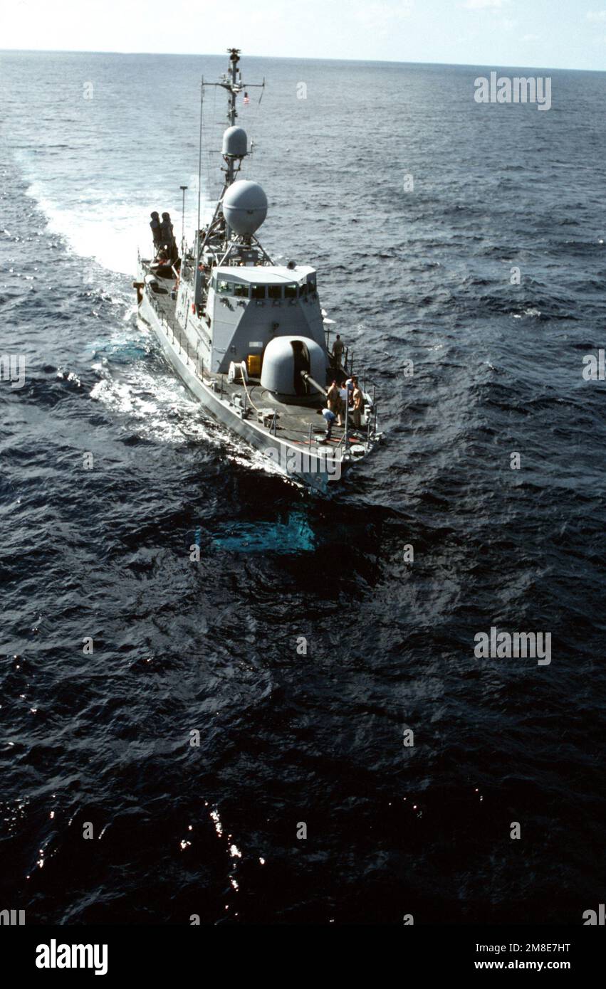A starboard bow view of the patrol combatant missile hydrofoil USS ...
