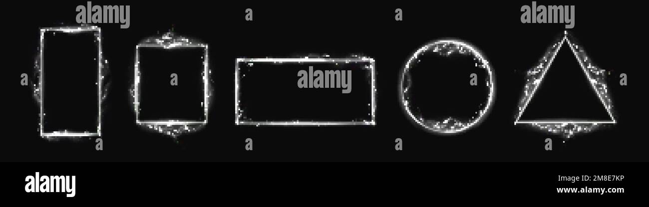 Lightning frames, white electric borders of rectangular, triangular ...