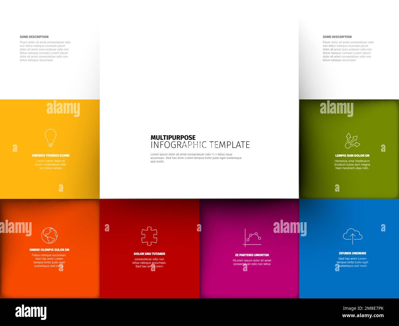 Vector Minimalist colorful mosaic Infographic report template with ...