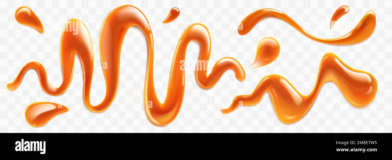 Realistic set of caramel drops and stains png isolated on transparent ...