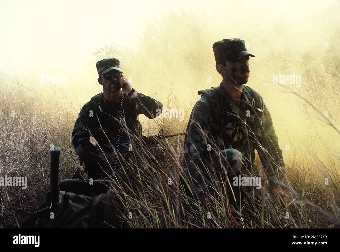 STAFF SGT. Keith Ingram, left, and SGT. Steve Cox wait for an inbound ...
