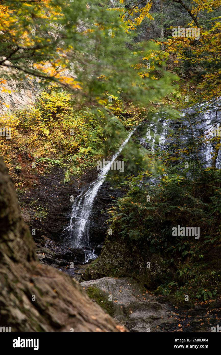 Fall Foliage at a waterfall in Stowe, Vermont Stock Photo - Alamy