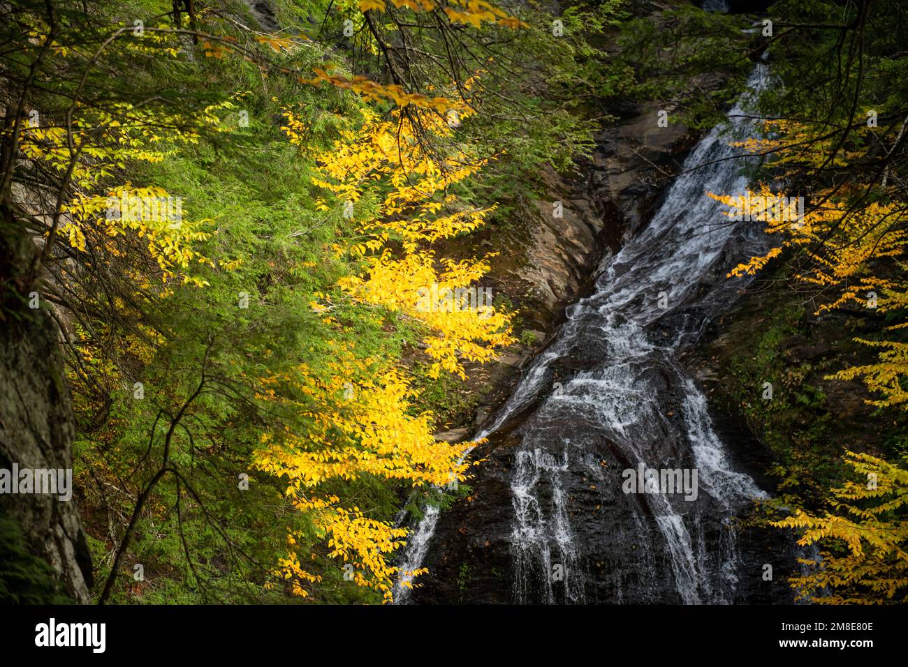Fall Foliage at a waterfall in Stowe, Vermont Stock Photo - Alamy