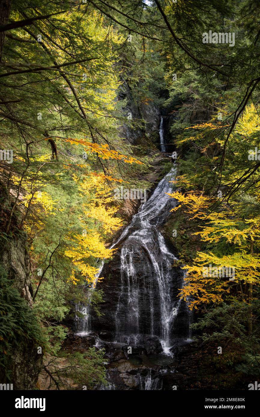 Fall Foliage at a waterfall in Stowe, Vermont Stock Photo - Alamy