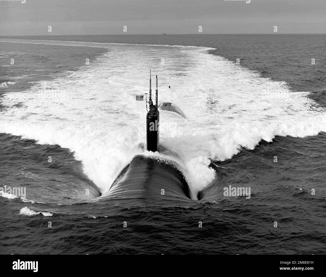 A bow view of the nuclear-powered attack submarine USS SCRANTON (SSN-756) underway off the ...
