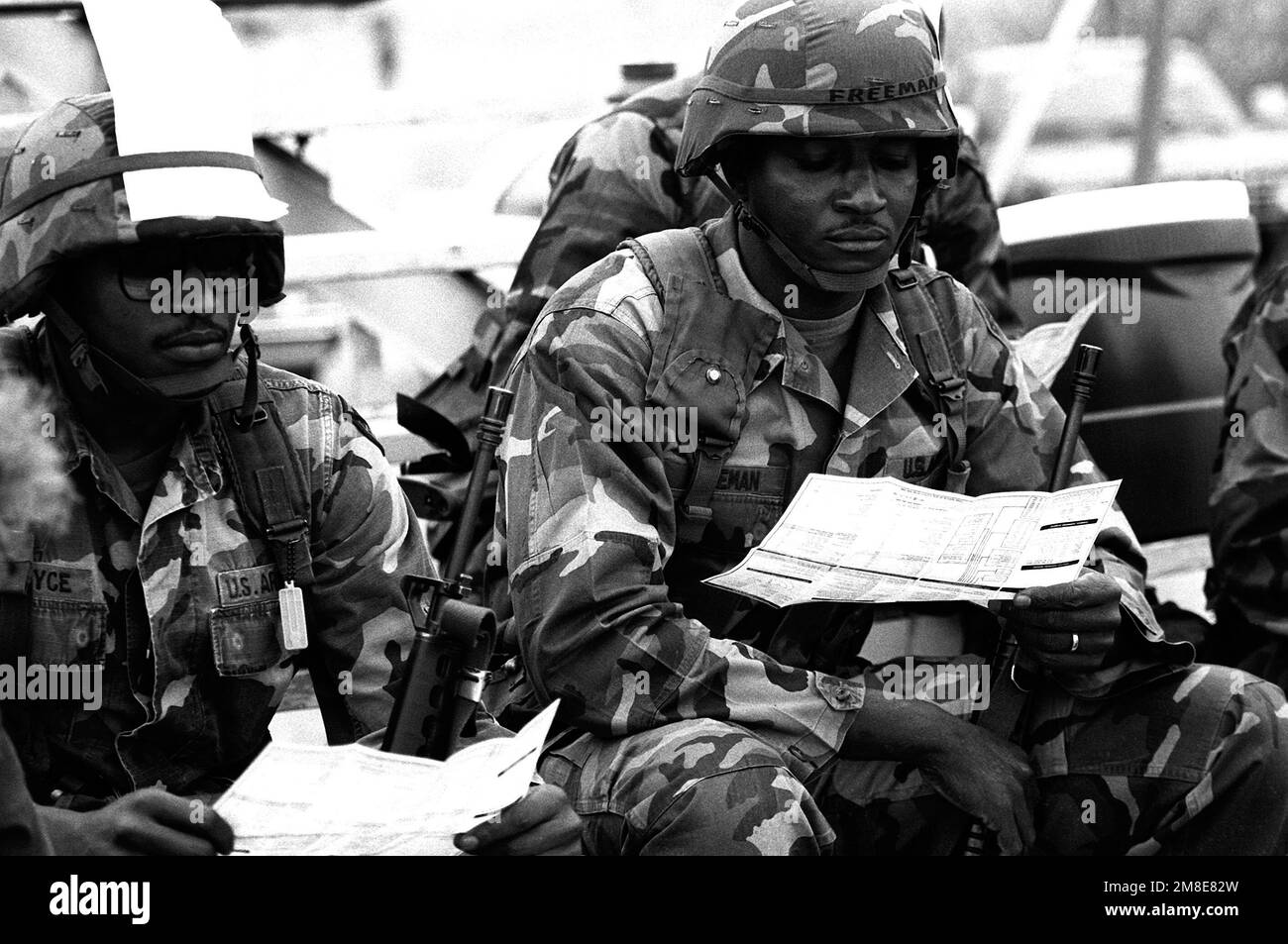 Soldiers from the 6th Signal Brigade read brochures on nuclear ...