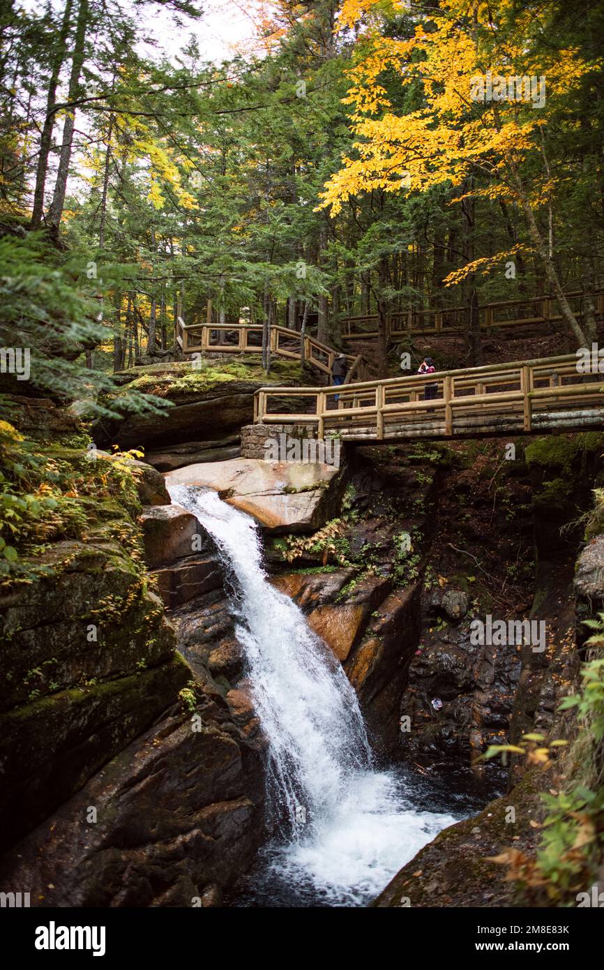 Fall Foliage at Sabbaday Falls along the Kancamagus Highway NH Stock Photo - Alamy