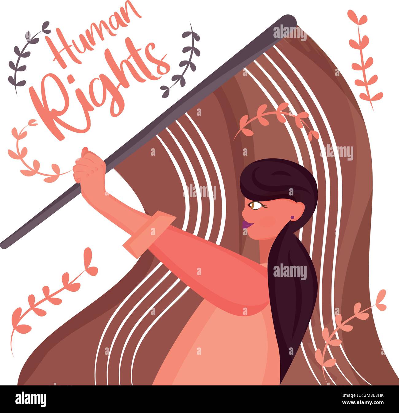 Girl character holding a protest flag Human rights concept Vector Stock ...