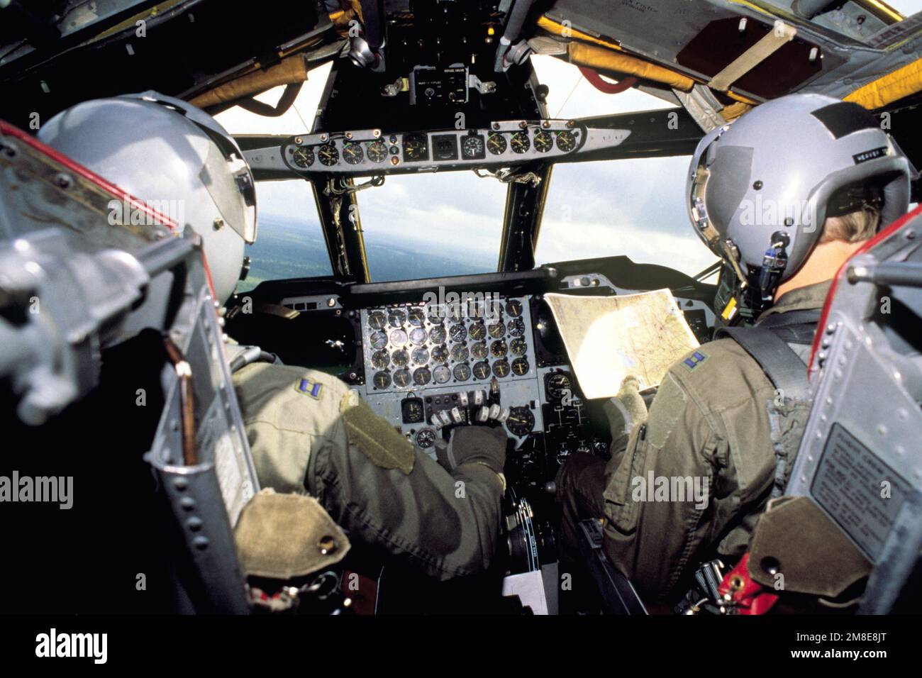View from inside the cockpit of a B-52 Stratofortress bomber pilot and ...