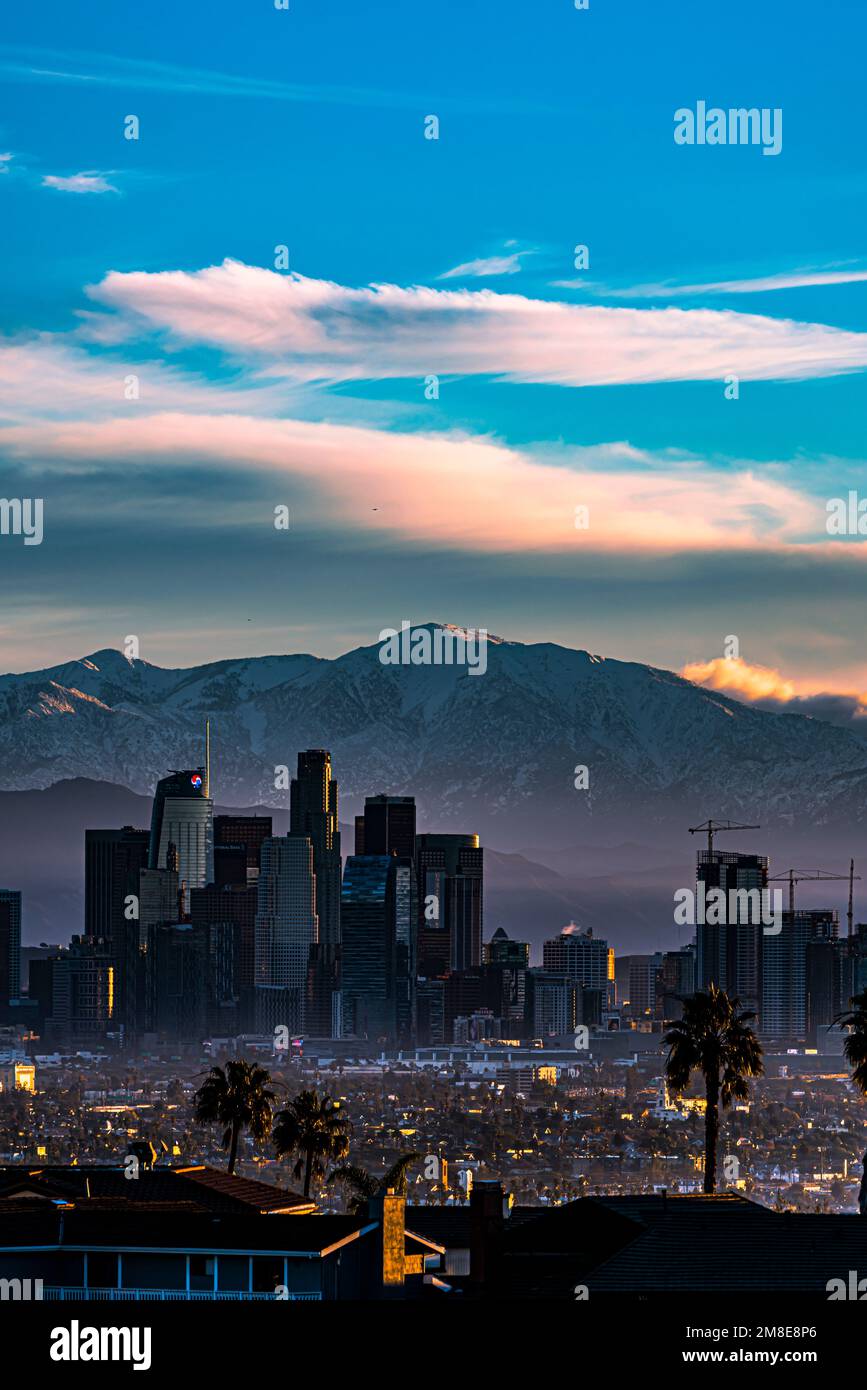 Palm Trees Meet Snow Capped Mountains in the City of Angels Stock Photo ... Palm Trees Meet Snow Capped Mountains in the City of Angels Stock Photo ...