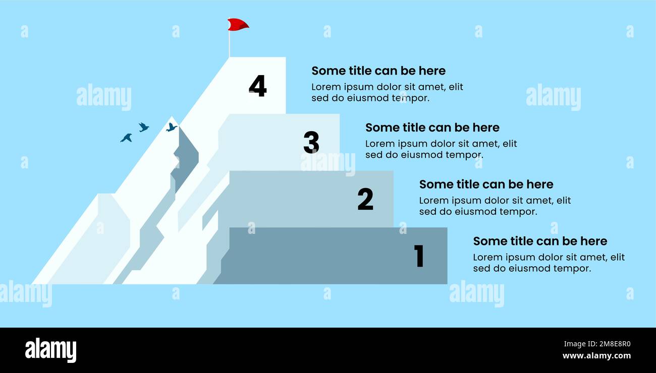 Infographic template with 4 options or steps. Mountain. Can be used for ...