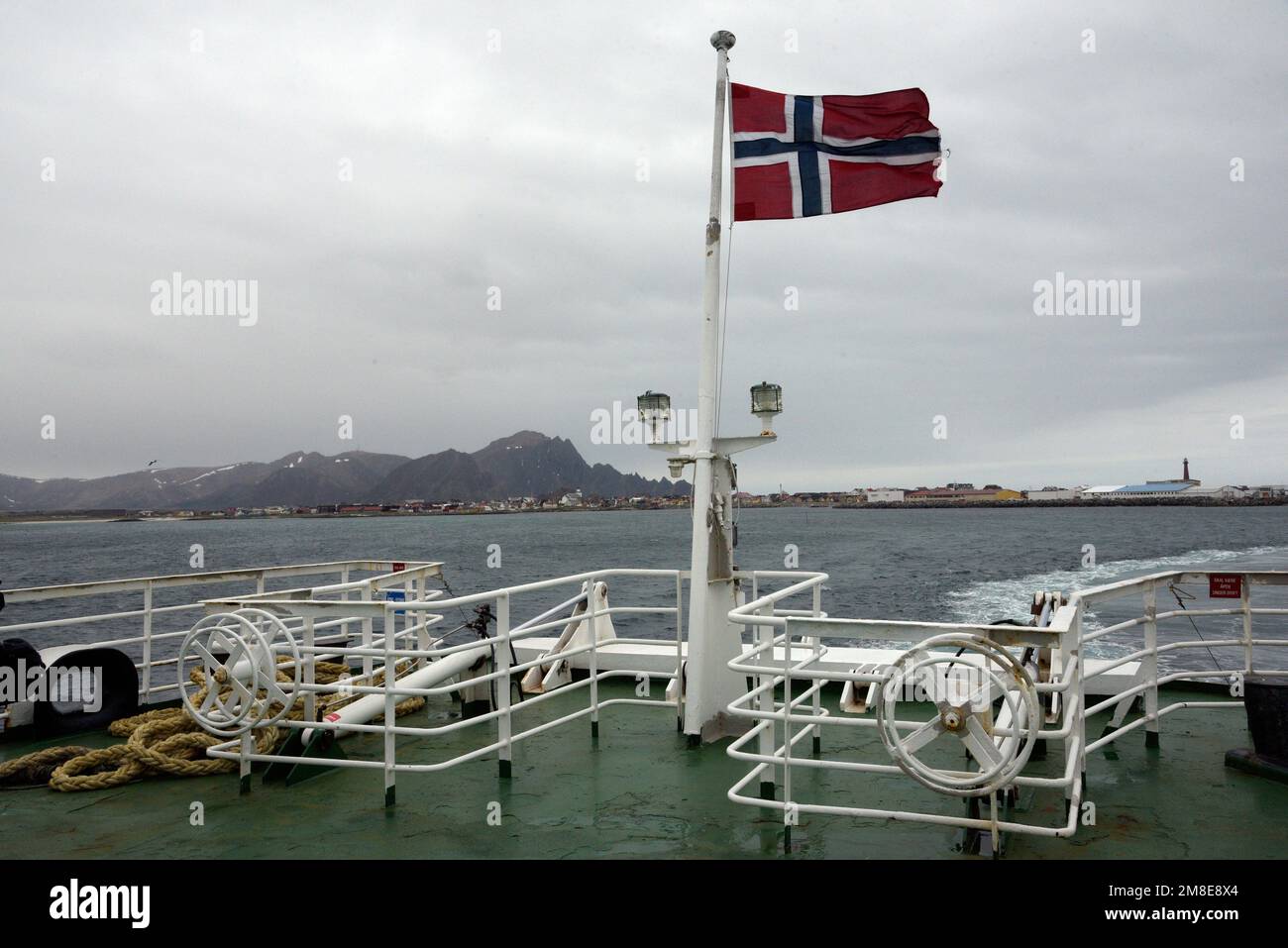Summer ferry from Andøya to Senja island in Northern Norway Stock Photo ...