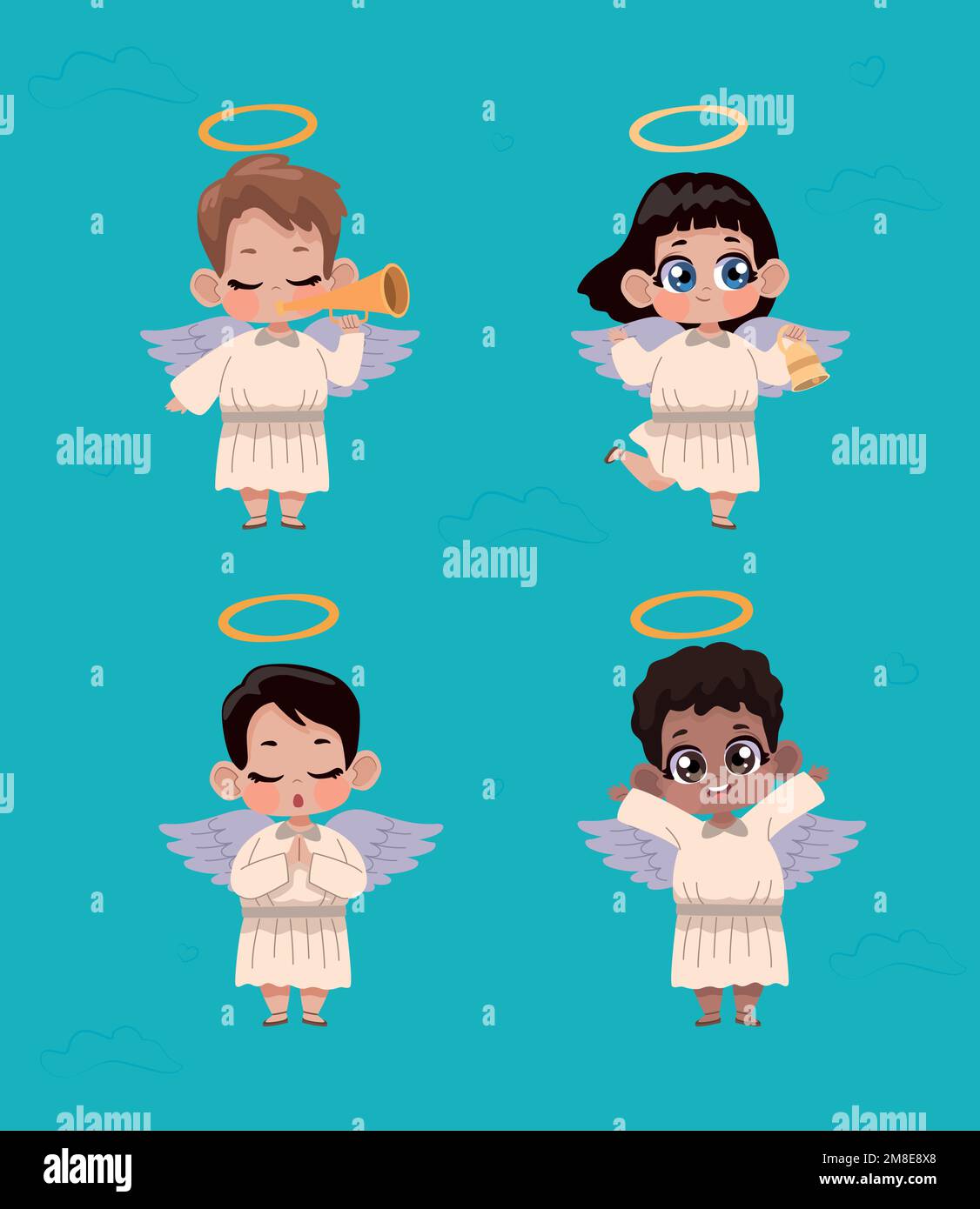 Illustration cute boy girl angels hi-res stock photography and images - Alamy