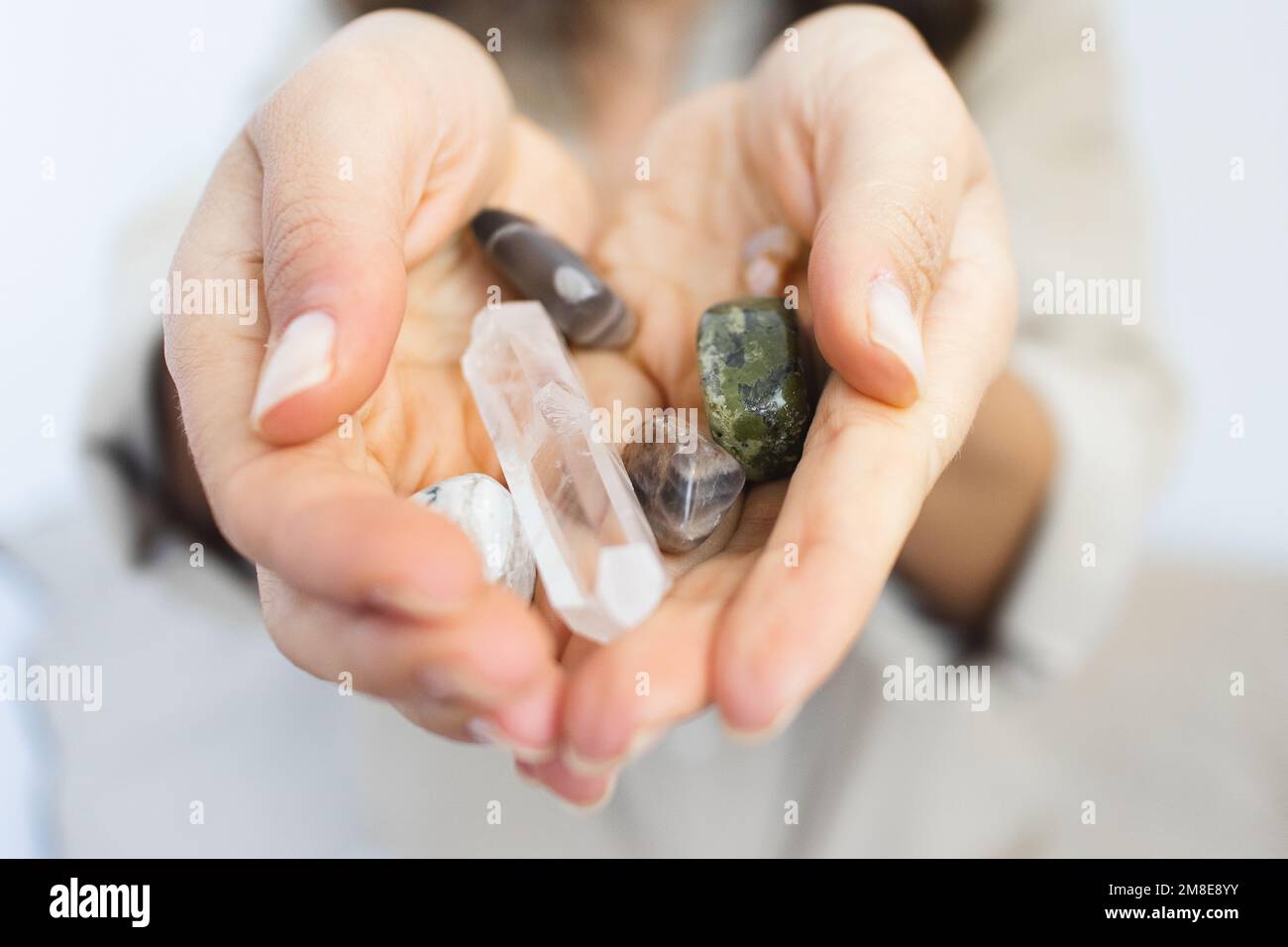 Person Holding Healing Crystals Spirituality Stock Photo - Alamy